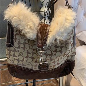 Women Coach Fur Trimmed Handbag on Poshmark